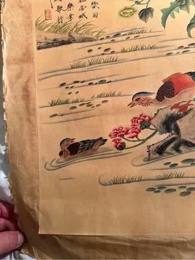 Wall Decor | Old Antique Chinese Painting Scroll Flowers And Birds On ...
